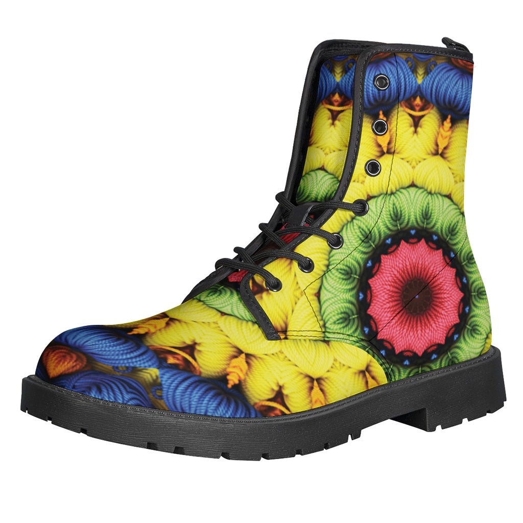 Kaleidoscope Dreamin' Leather Boots for Modern Hippies – Emerald Blossoms