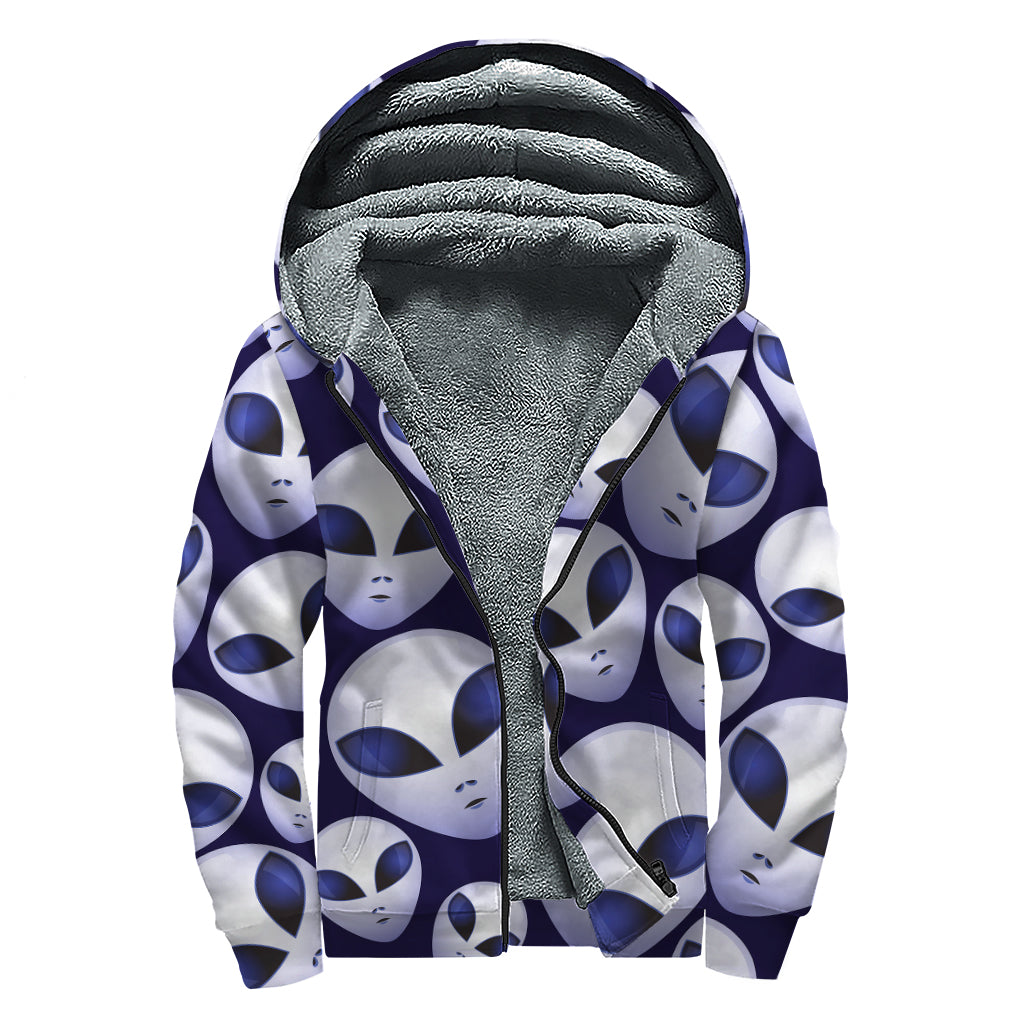 Grey Alien Face Hippies Sherpa Lined Zip Up Hoodie – Emerald Blossoms