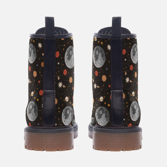 Emerald Blossoms - Cosmic Vegan Leather Lightweight Combat Boots For H