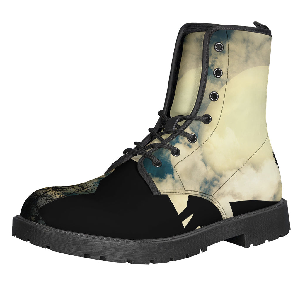 Full Moon Howling Hippies Leather Boots – Emerald Blossoms